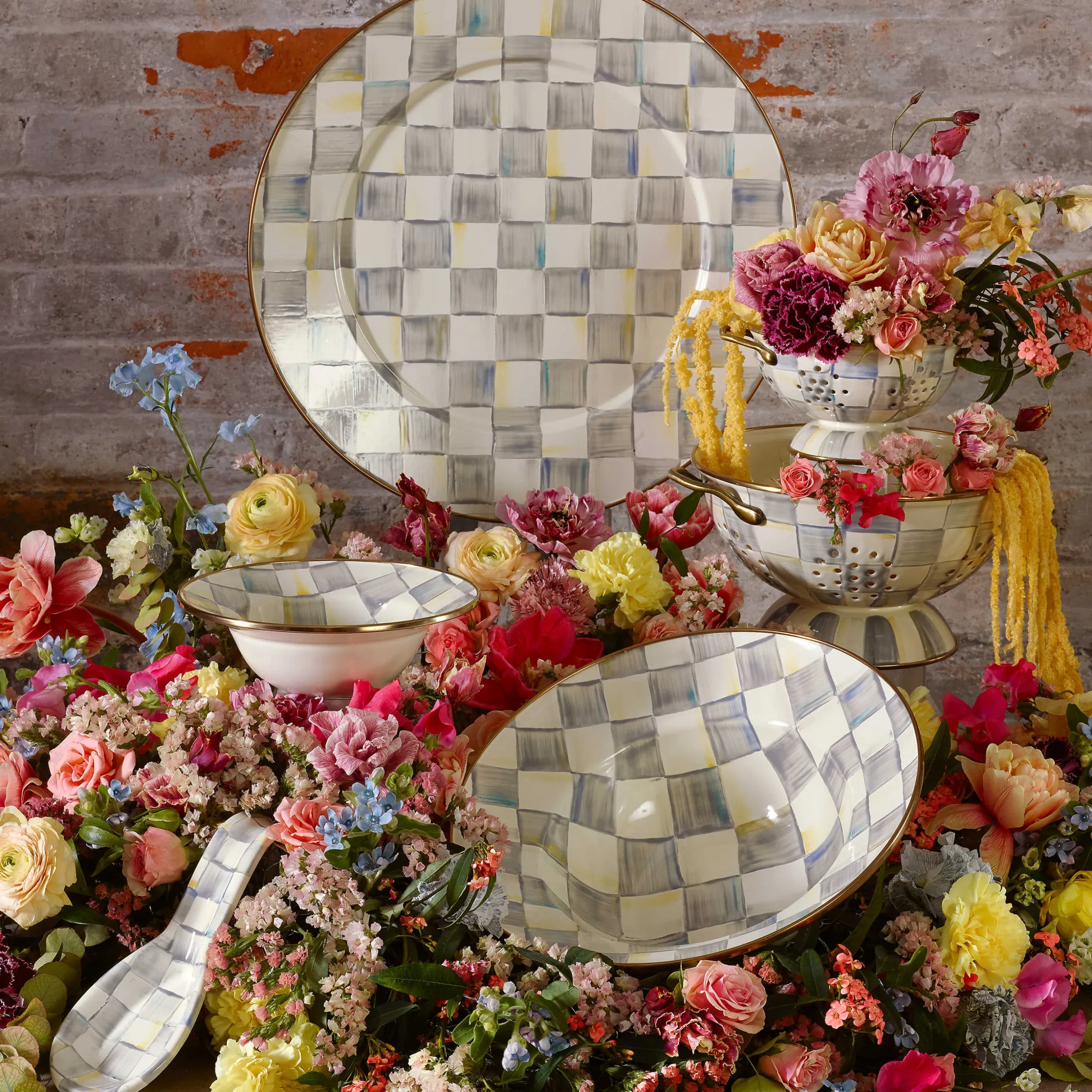 Sterling Check Enamel Serving Bowl - Courtly Check